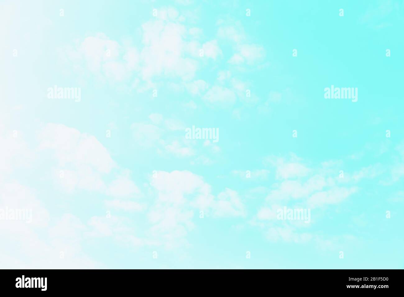 Beautiful sky with white clouds. Pale turquoise aqua color toned Stock ...