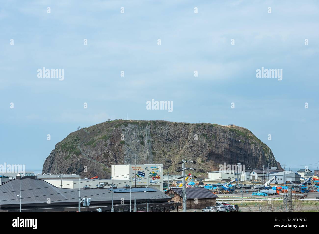 Utoro fishing port and Oronko rock (Oronkoiwa) on springtime at ...