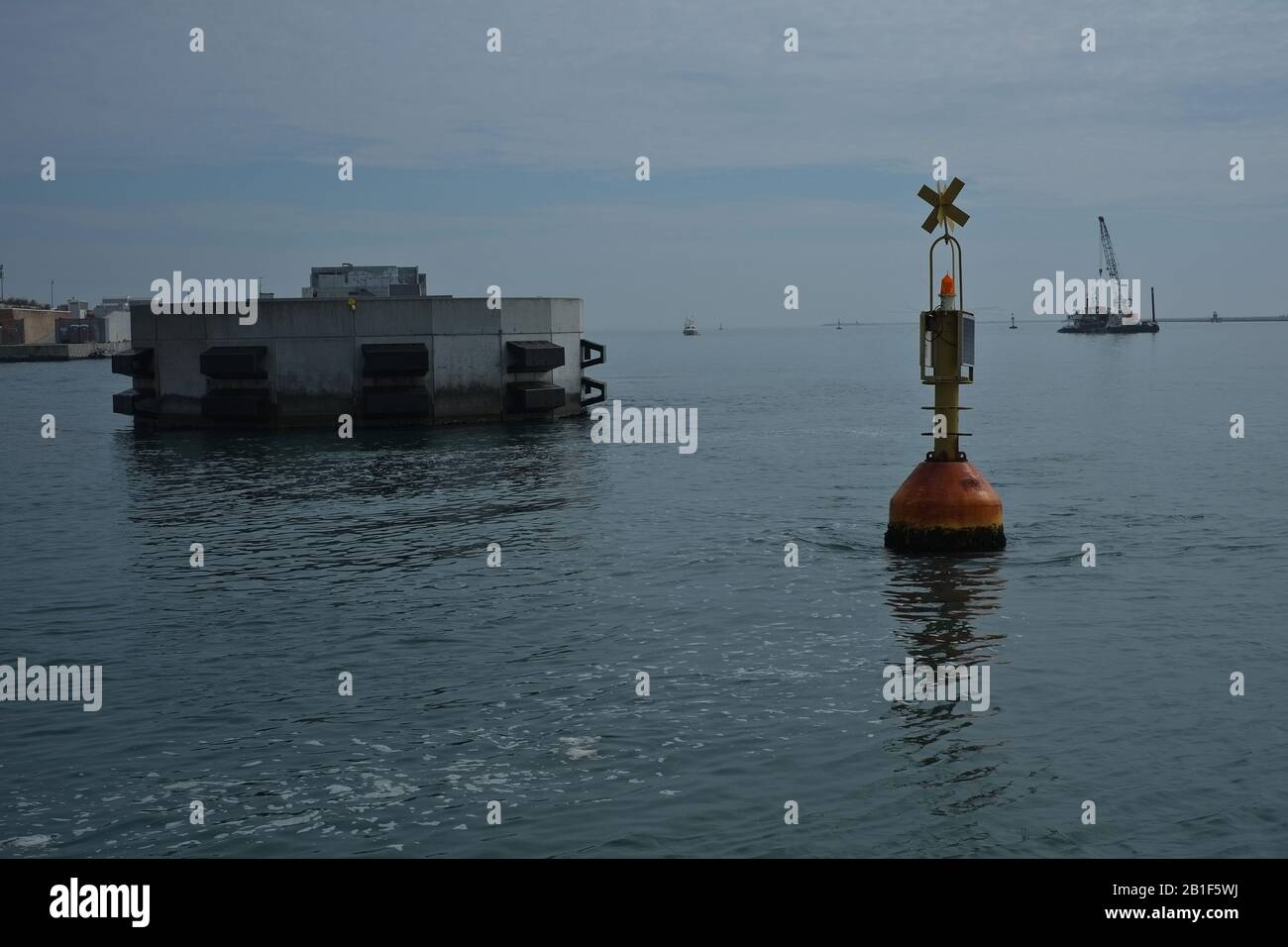 Navigation buoy and crane, MOSE Project, Isola Artificiale del Baccan ...