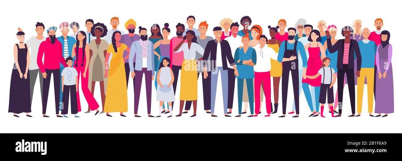 Multiethnic group of people. Society, multicultural community portrait ...