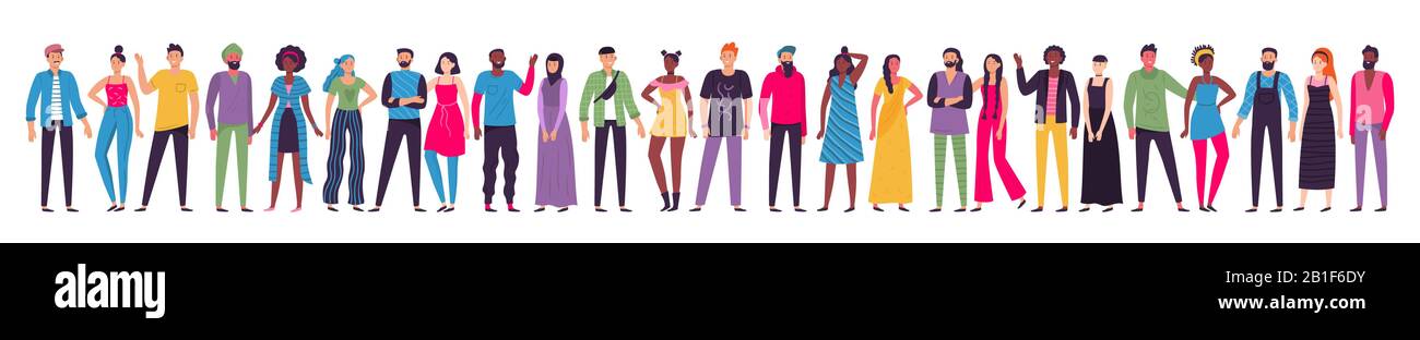 Multicultural people group. Adult citizens, workers team standing ...