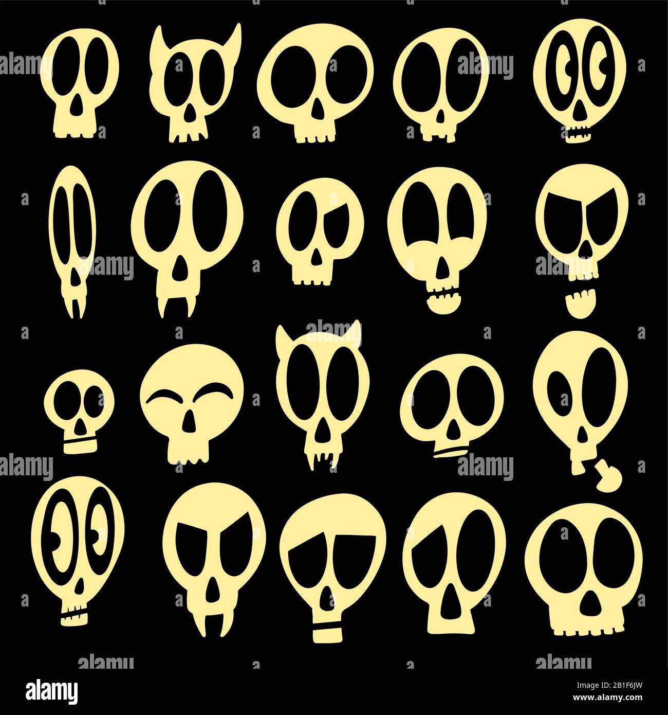 A Collection of Cartoon Vector Human and Character Skulls for Logos or ...