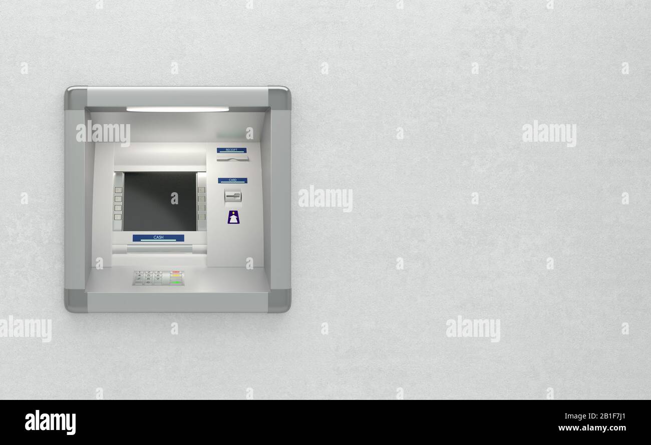 Atm machine on wall Stock Photo - Alamy