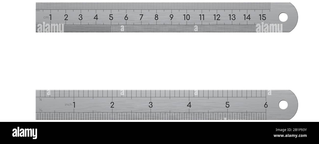 Realistic metallic ruler, front and back view Stock Vector Image & Art ...