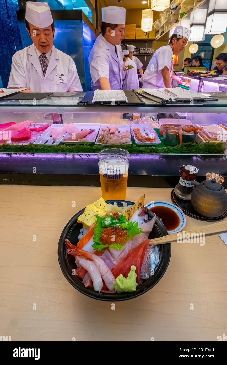 Tokyo Japan. In a sushi bar at Shibuya district Stock Photo - Alamy