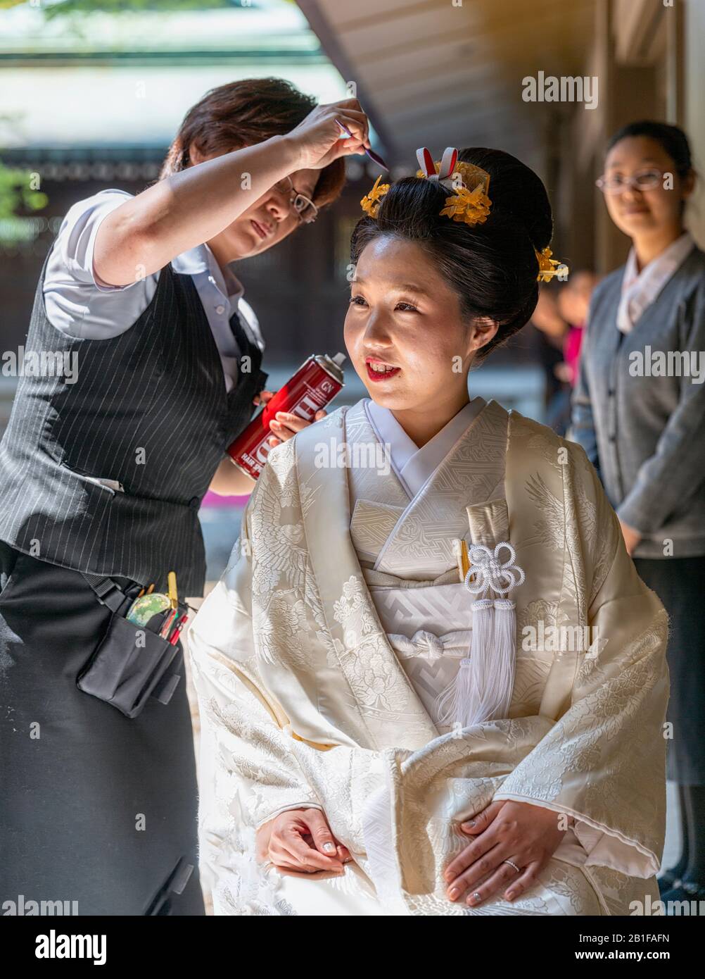 Tokyo Japan. Traditional wedding ceremony at Meiji Jingu Shinto shrine ...