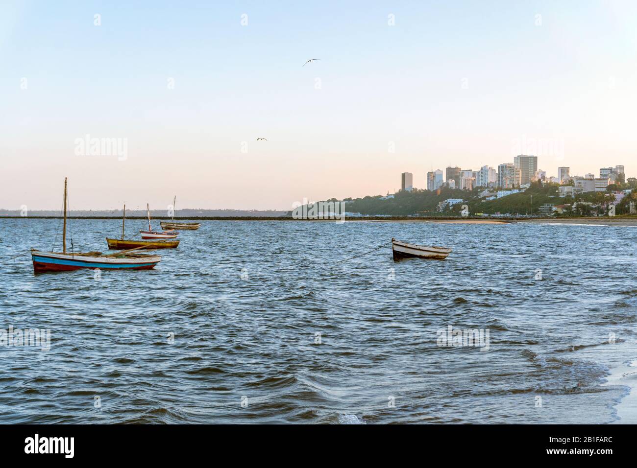 Beautiful coast with fishermen's boats in Maputo, Costa do Sol ...
