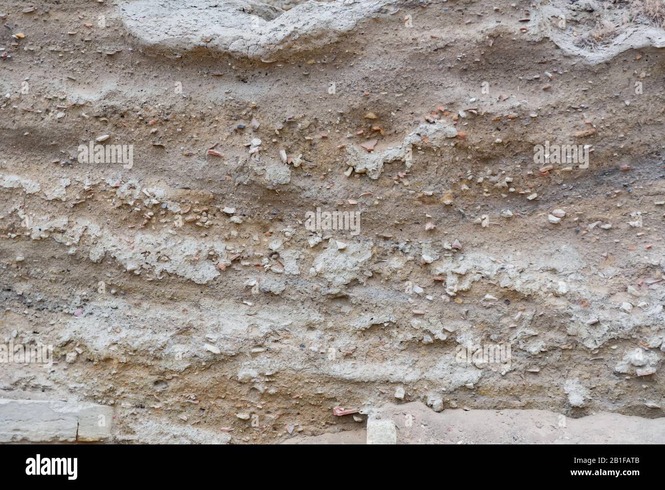 Close up texture of cultural layers excavated at geological site Stock ...