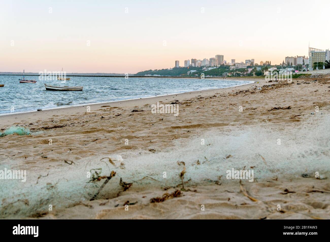 Beautiful coast with fishermen's boats and nets in Maputo, Costa do Sol, Mozambique Stock Photo ...