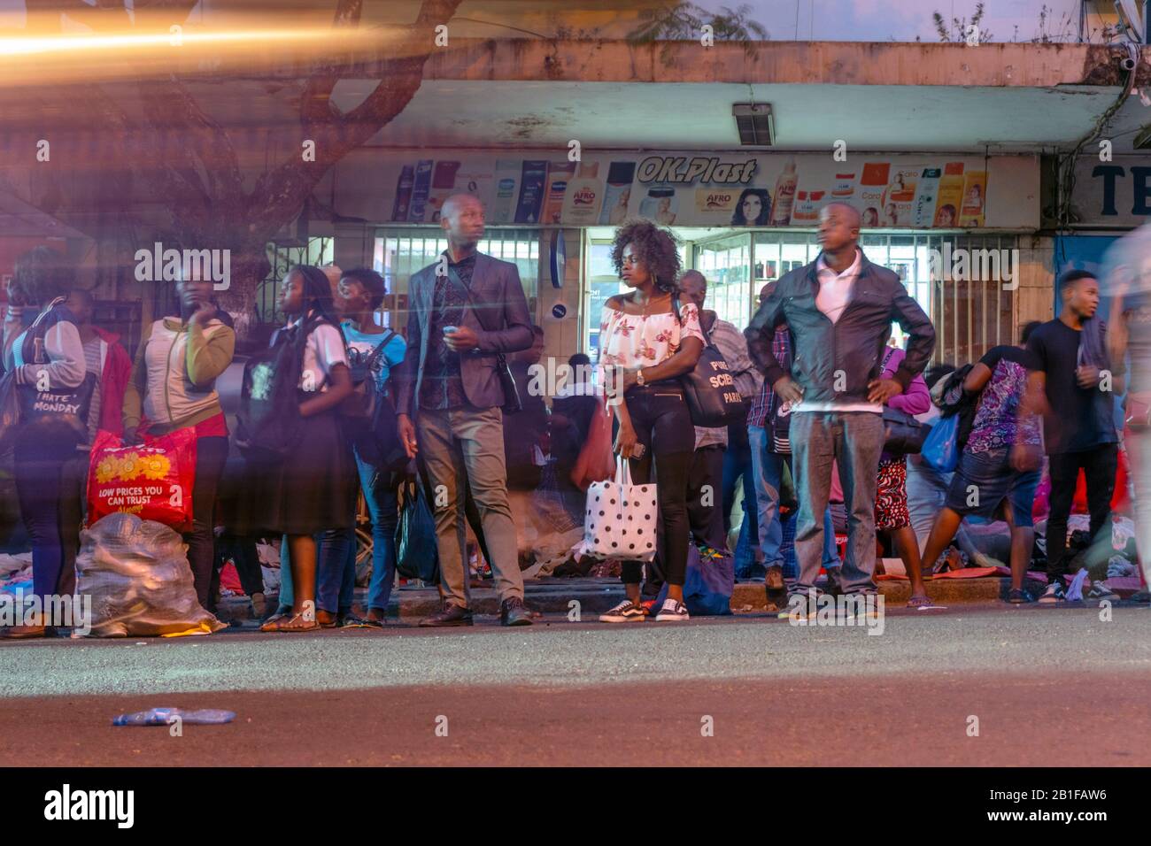 Crowd People Waiting Bus Stop High Resolution Stock Photography and ...