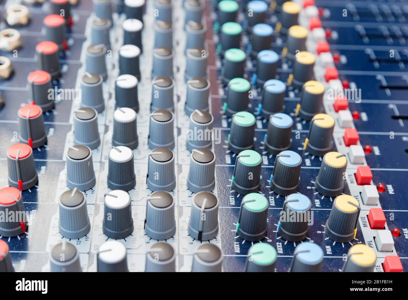 View of knobs on music mixer panel Stock Photo - Alamy
