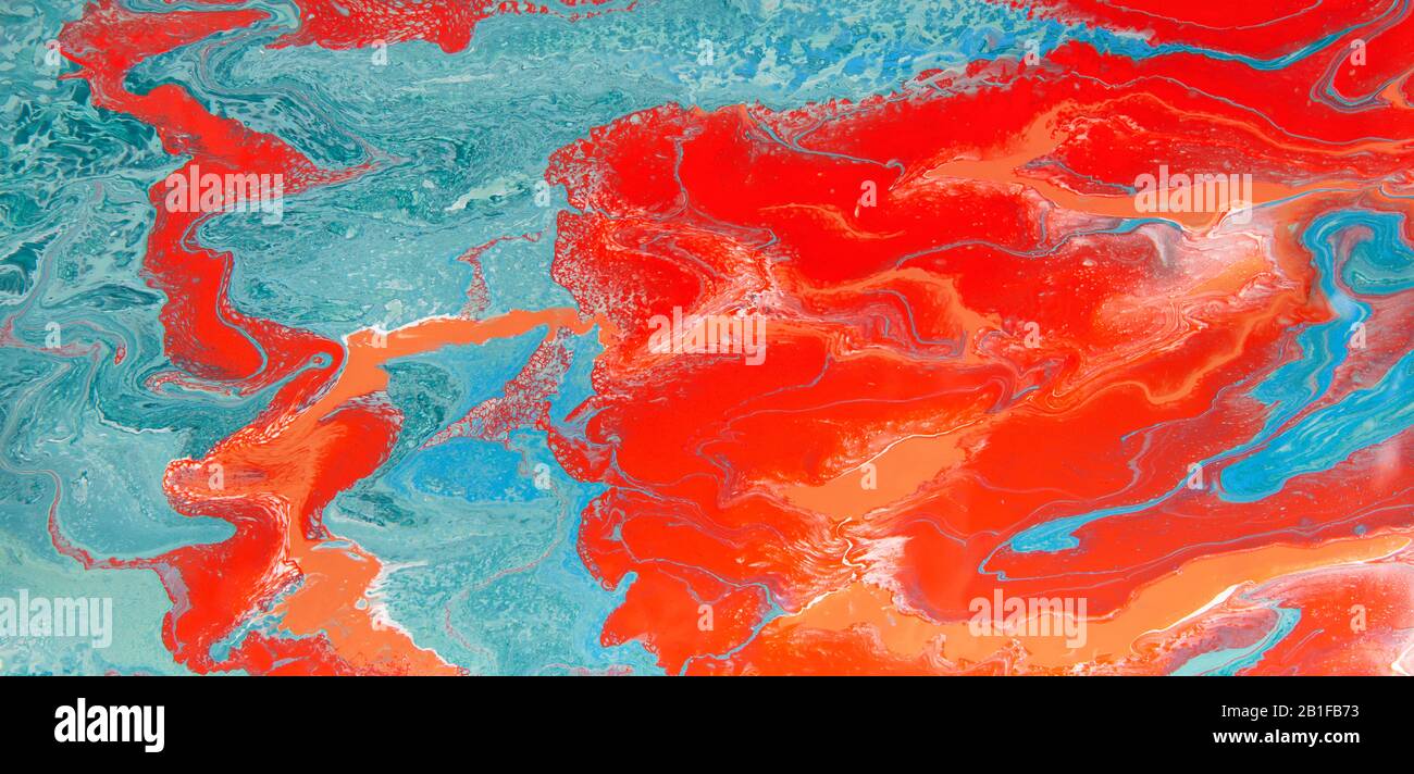 Smooth stains pattern of red and blue acrylic paints Stock Photo - Alamy