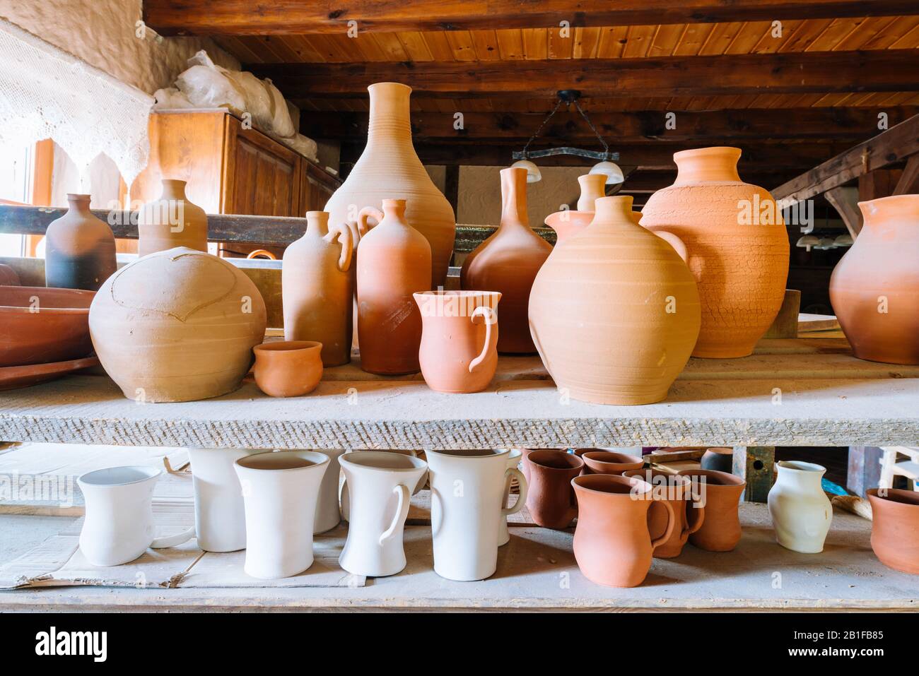 handmade pottery in a old pottery workshop Stock Photo - Alamy
