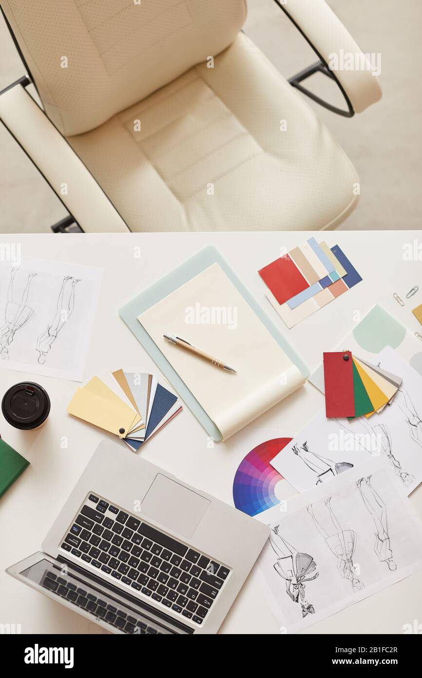 Above view background of workplace in modern office , copy space Stock ...