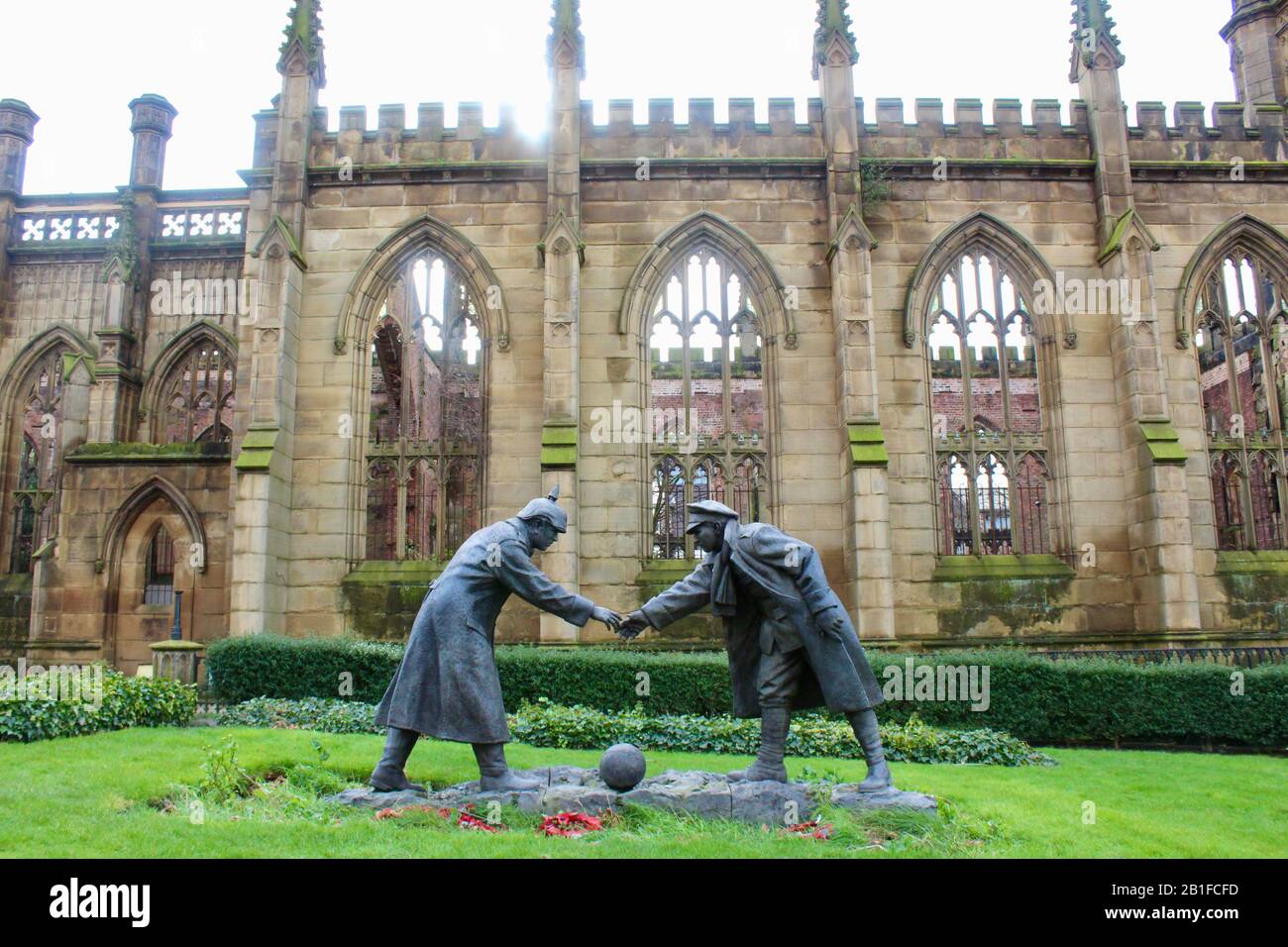 the christmas truce football statue at st lukes bombed out church in ...