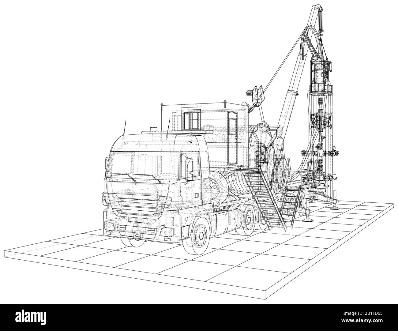 Oilfield coiled tubing equipment. Coiled tubing reel on a trailer. The ...