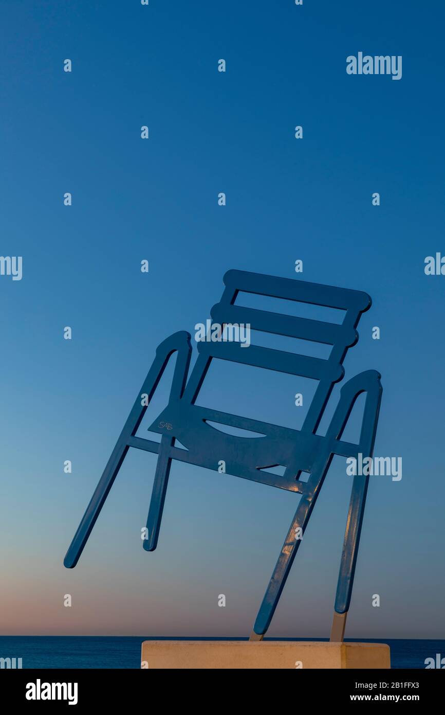 Sab's Chair, Sculpture of Blue Chairs, Promenade des Anglais, Nice ...