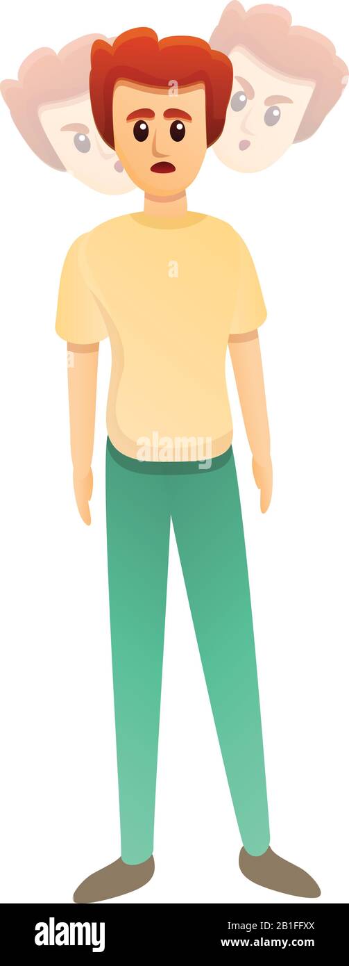 Bipolar disorder man icon. Cartoon of bipolar disorder man vector icon ...