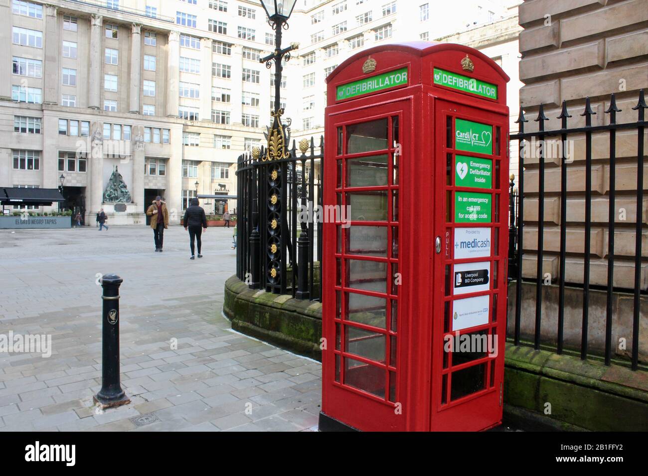 classic red phone booth box used as defibrillator storage in liverpool ...