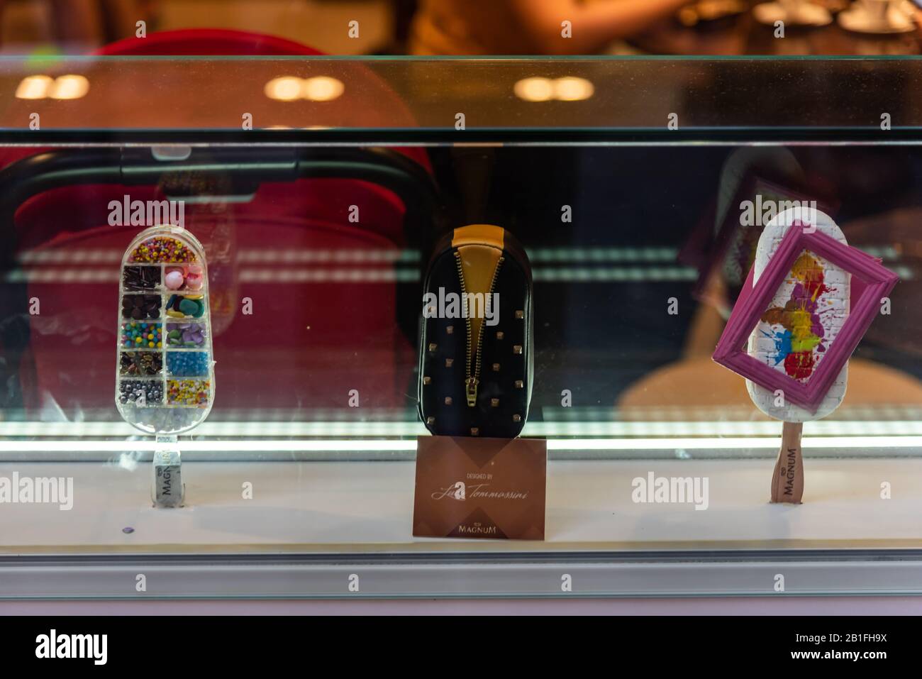 Rome, Italy - September 5, 2019: Stylish designed ice cream in the ...