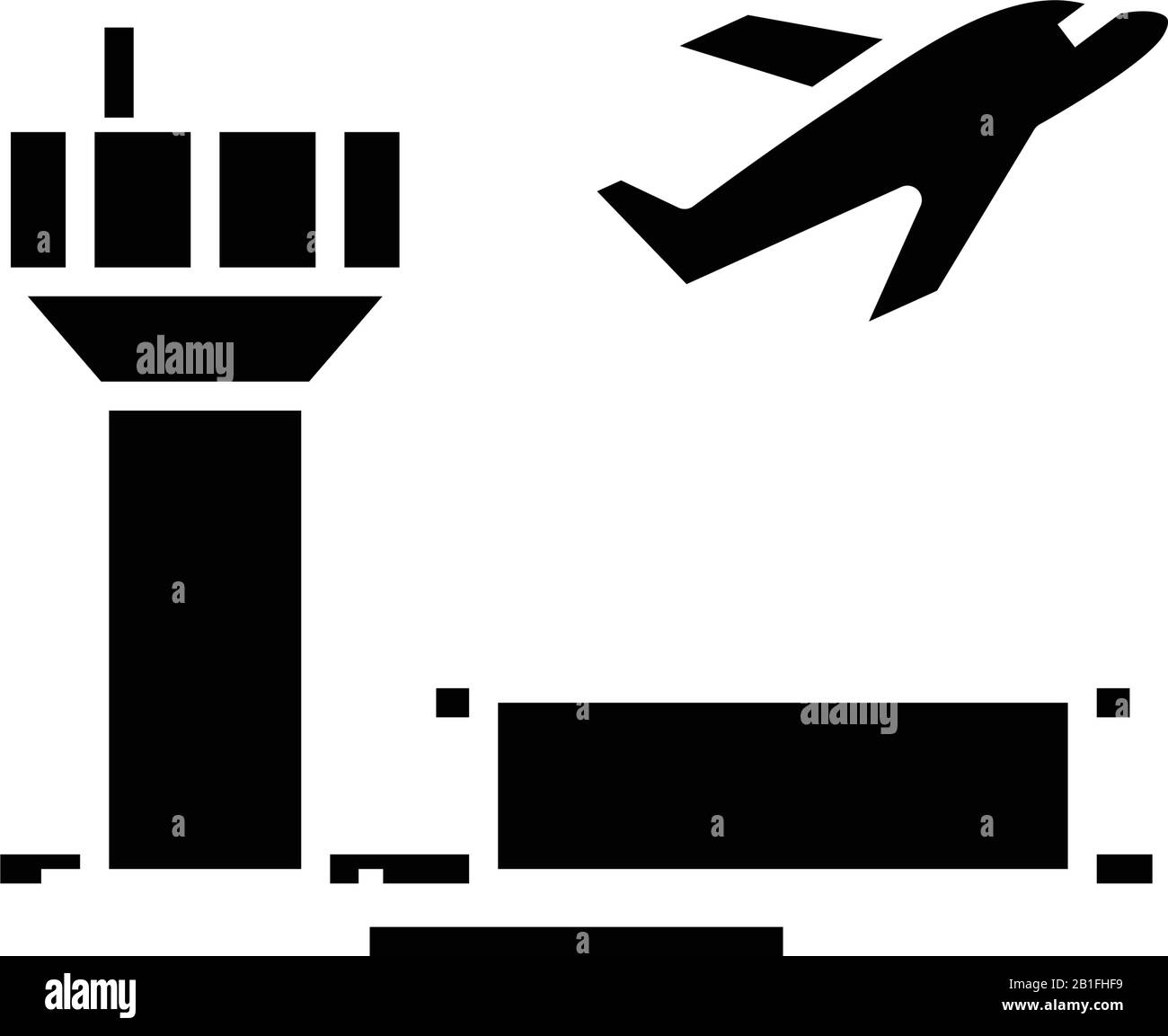 Airport black icon, concept illustration, vector flat symbol, glyph ...