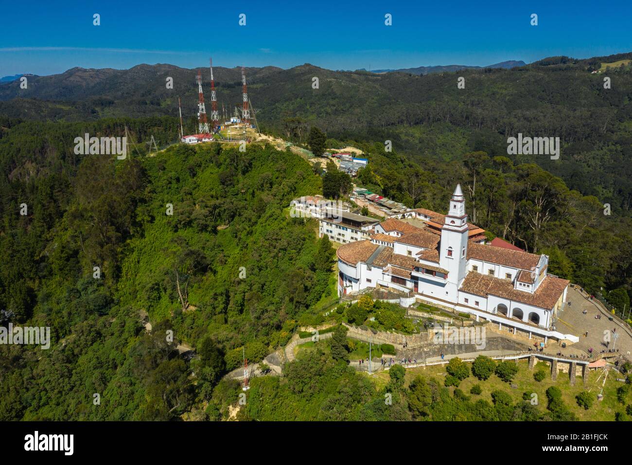 Aerial panoramic View of the Montserrat Mountain in Colombia Stock ...