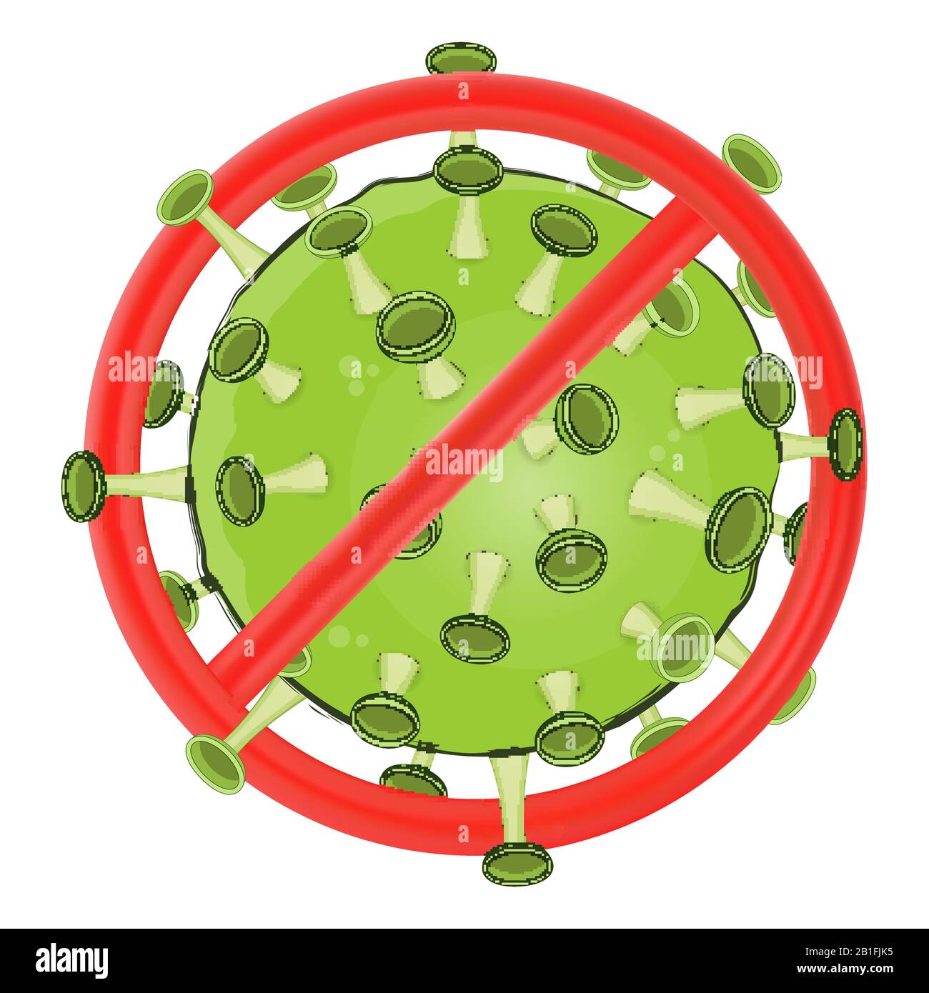 Vector illustration of coronavirus 2019 blocked by red stop sign ...