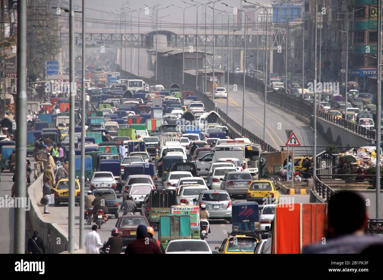 View of traffic jam due to irresponsibility of traffic police official ...