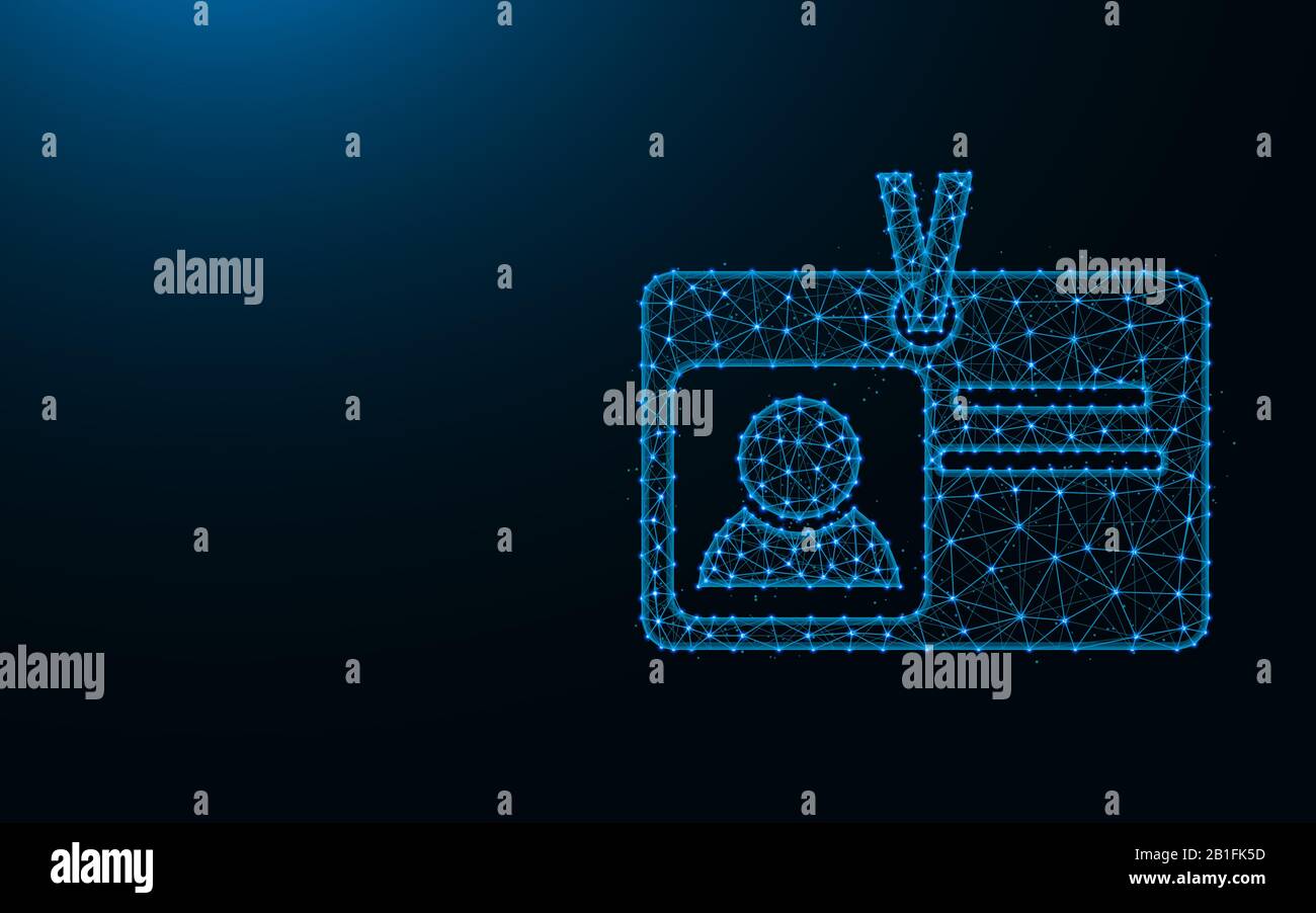 ID card made from points and lines on dark blue background ...