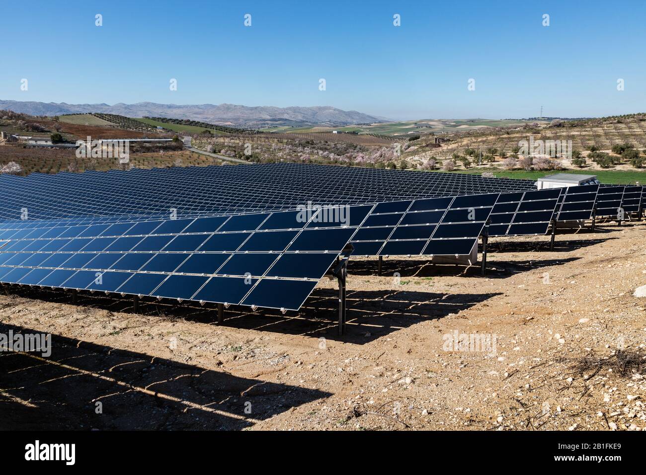 Solar panel farm in Spain Stock Photo - Alamy