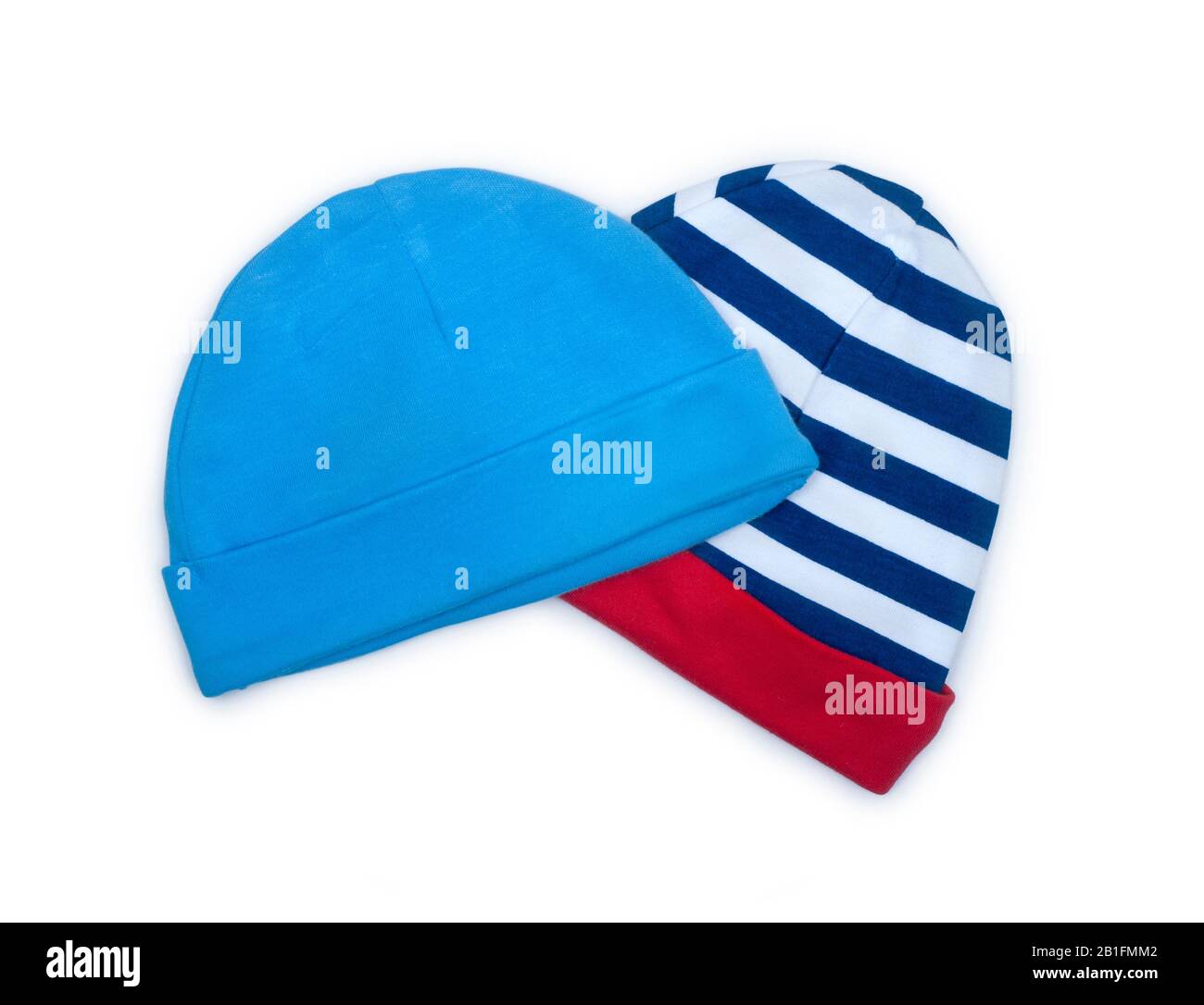 two baby hats on a white background Stock Photo - Alamy