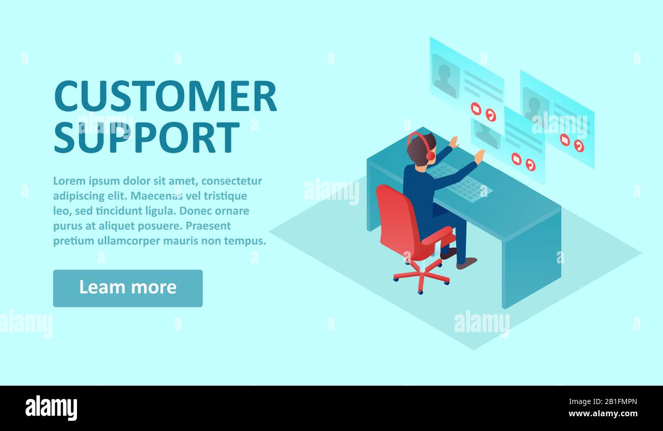 Vector of a customer support agent chatting online providing technical ...