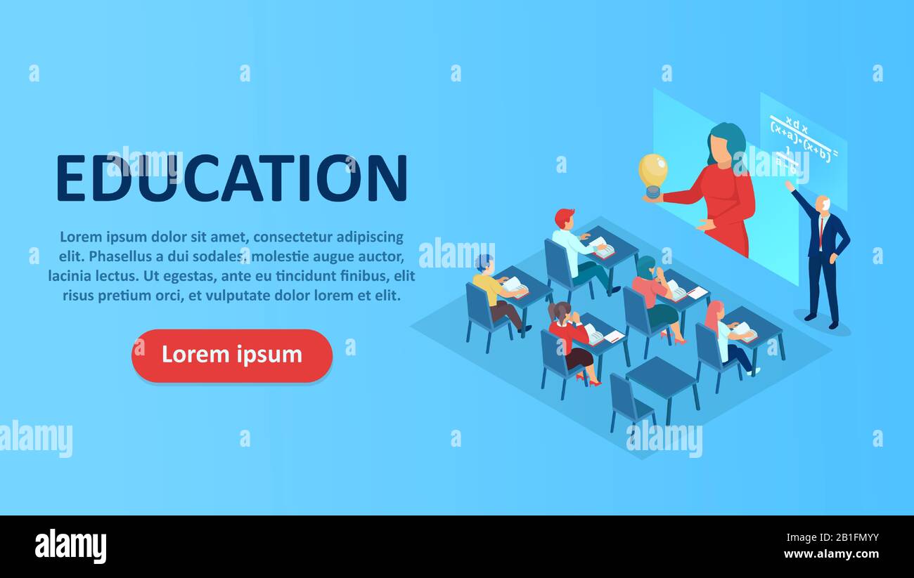 Vector of a teacher giving a lecture to students using smart modern ...