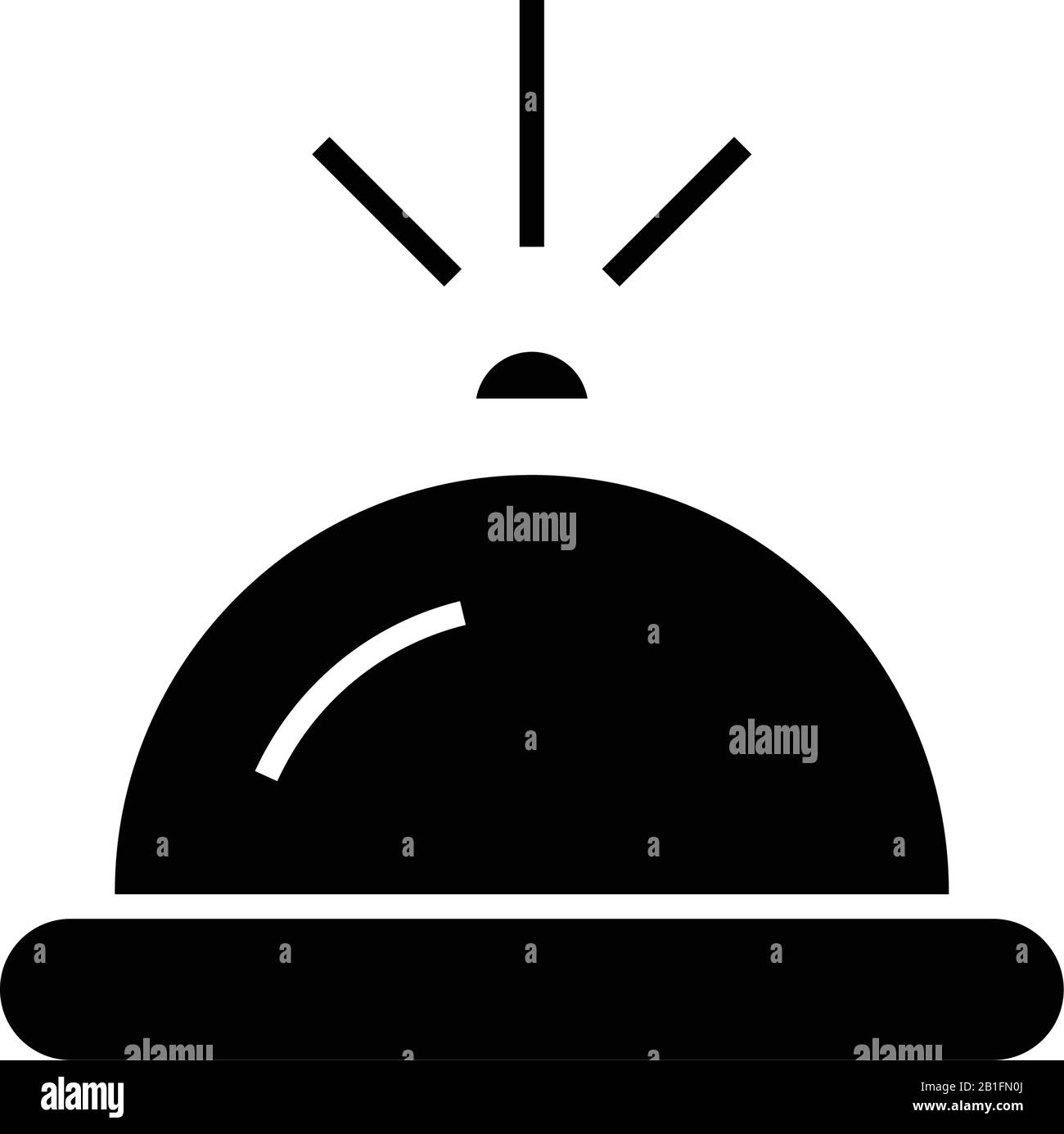 Bell button black icon, concept illustration, vector flat symbol, glyph ...