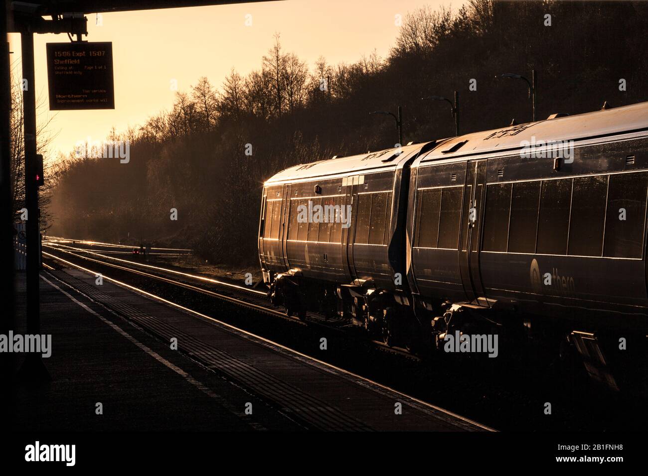 Arriva Northern rail Bombardier class 170 Turbostar train glinting in ...