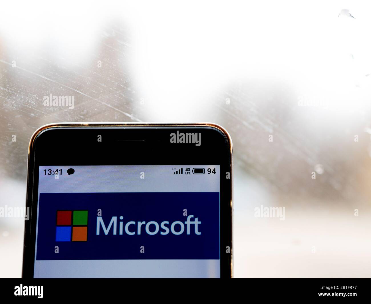 In this photo illustration the Microsoft logo is seen displayed on a ...