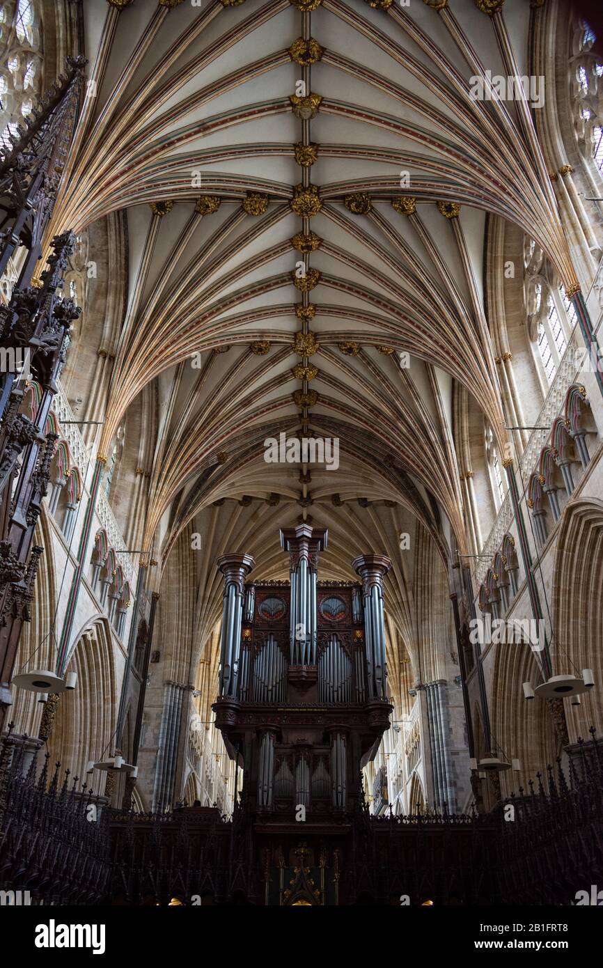 Big Church with great roof and centered church organ Stock Photo - Alamy