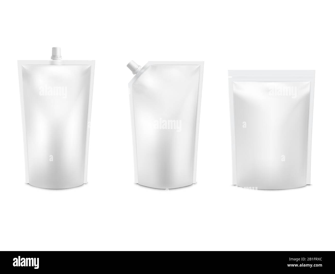 Realistic 3D White Blank Doy Pack Mock up set. Vector Doypack Template ...