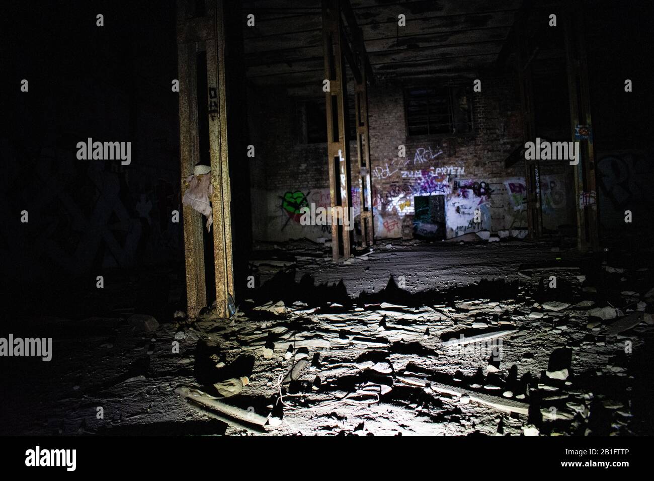 Abandoned Factory at nighttime Stock Photo - Alamy