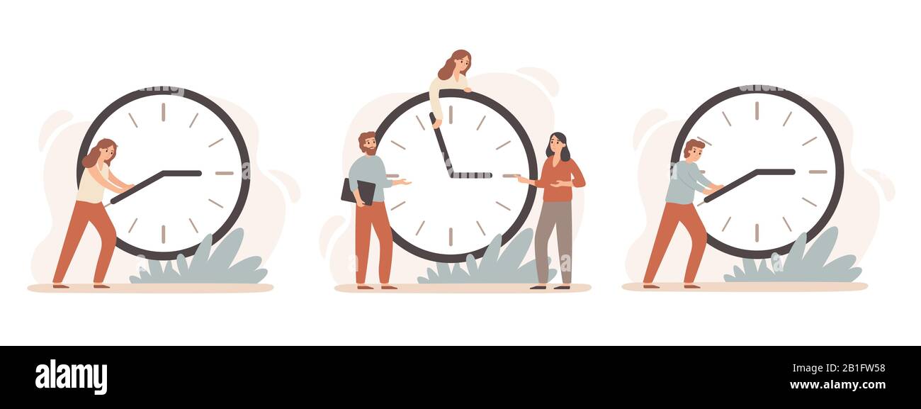 Efficiency work time. Working hours rate, business people work on ...