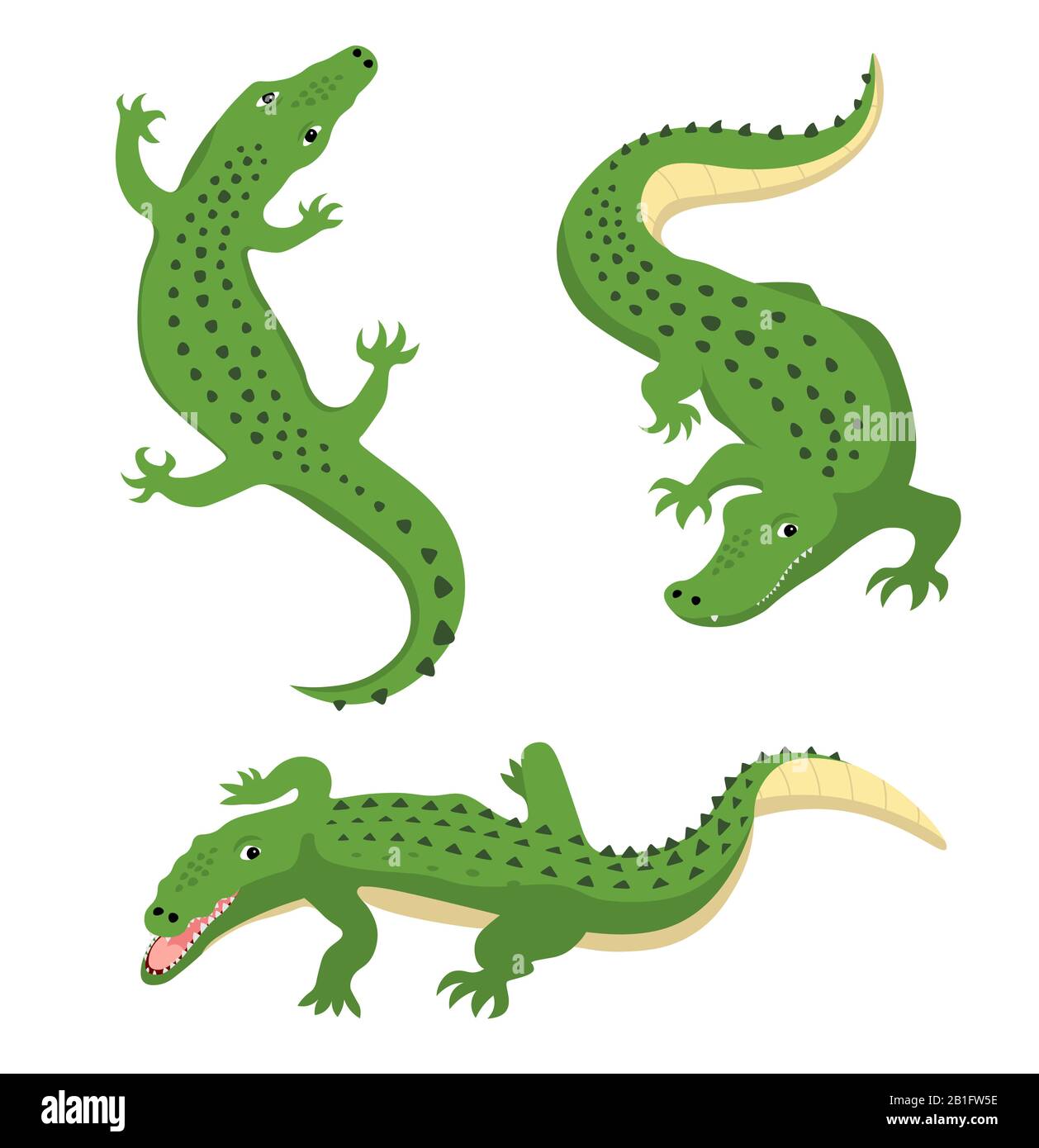 Green alligators set wild animal vector isolated Stock Vector Image ...