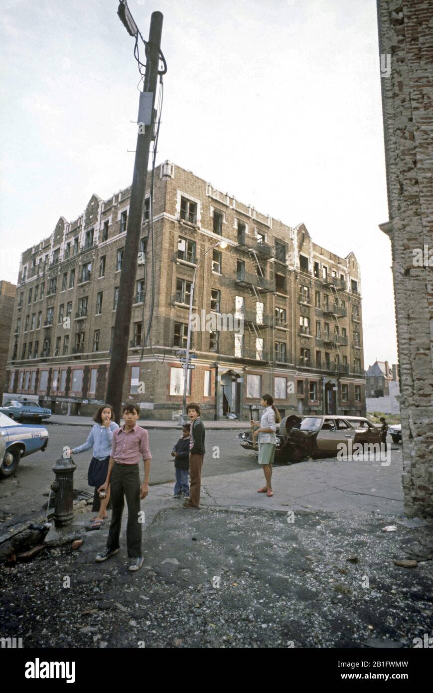 Abandoned burn out tenement blocks, South Bronx, New York City Stock ...