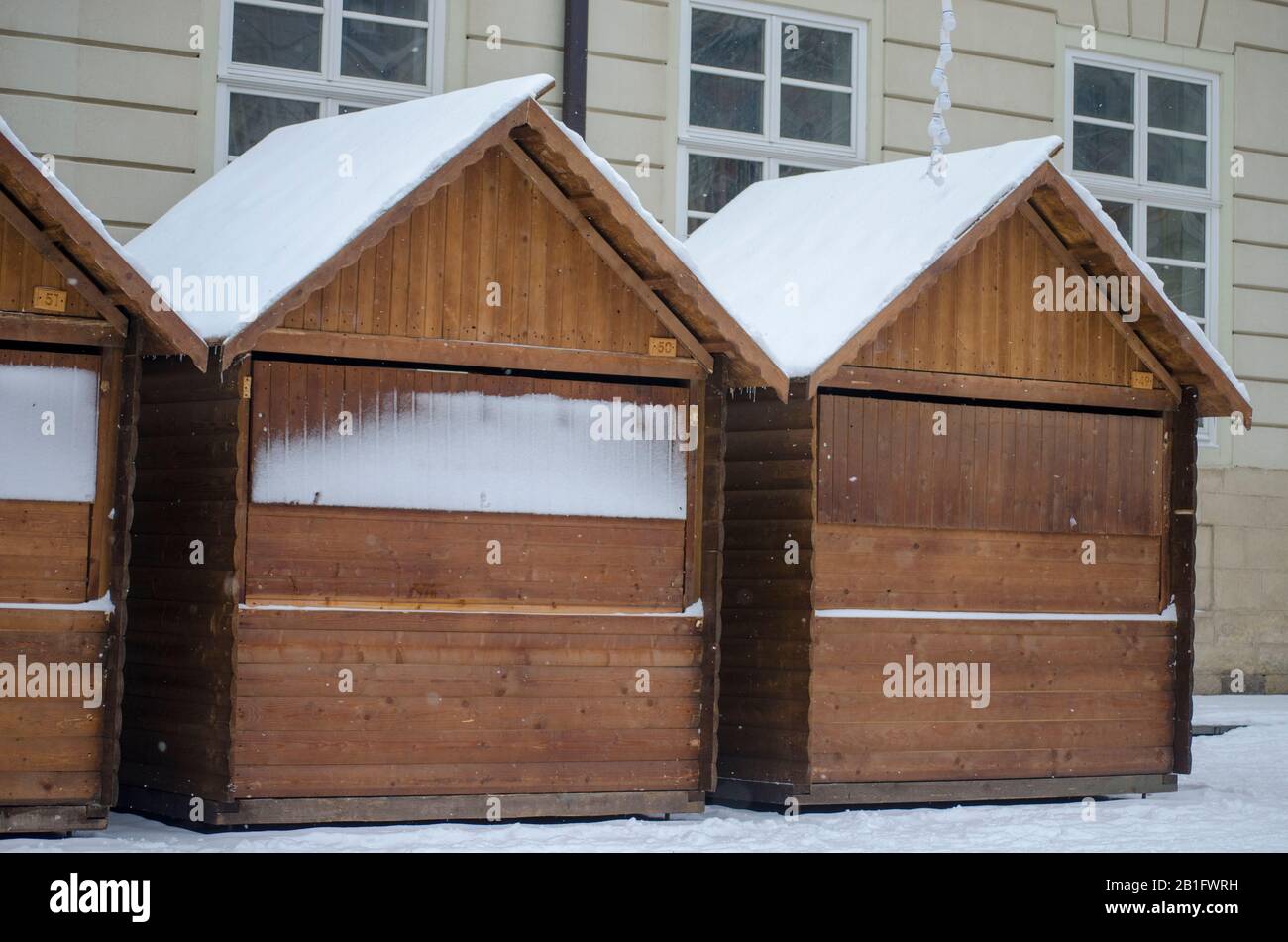 Little Wooden Shops Stock Photo - Alamy