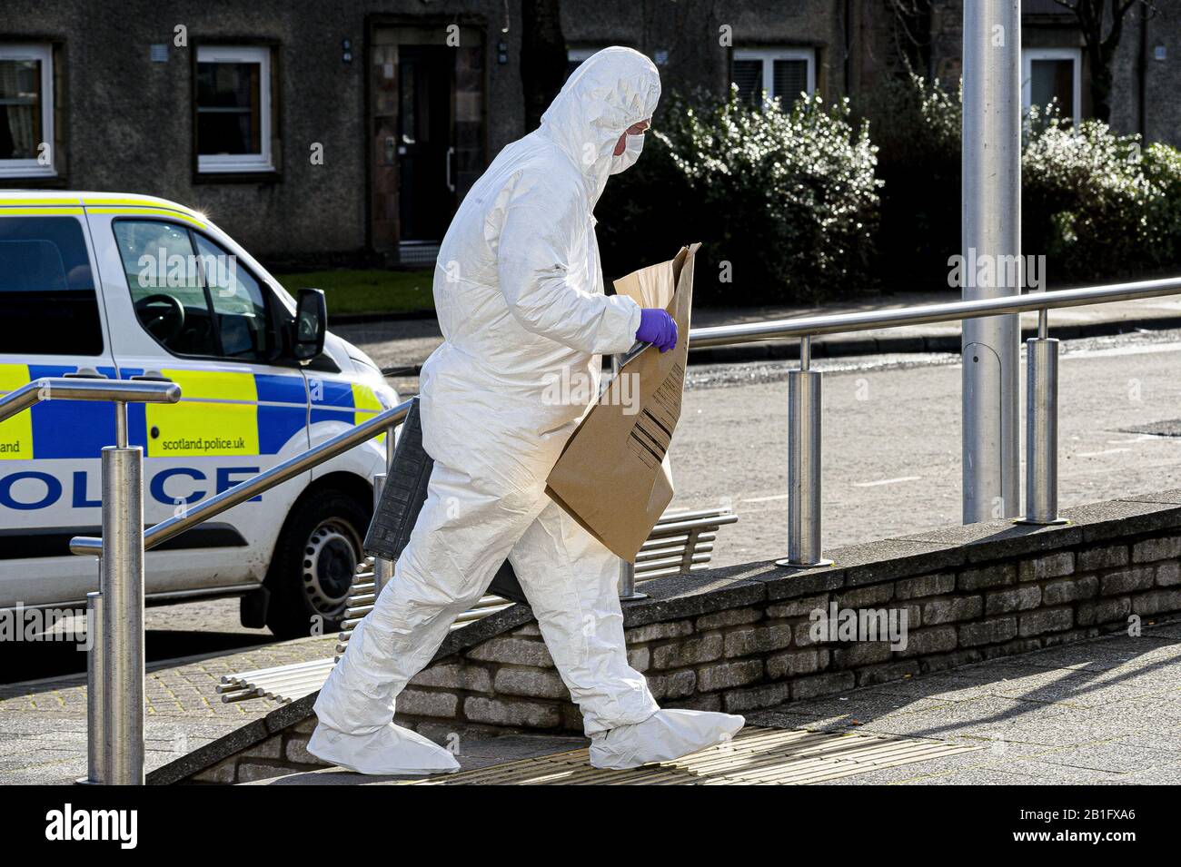 Tullibody, Clackmannanshire, UK. 23rd Feb, 2020. SOCO returning to the ...