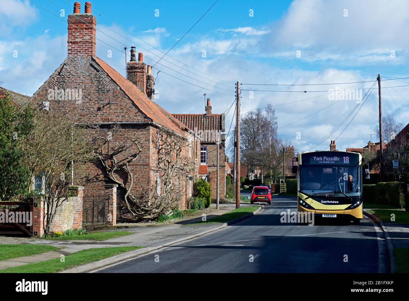 Bus in the village of Wheldrake, North Yorkshire, England UK Stock ...