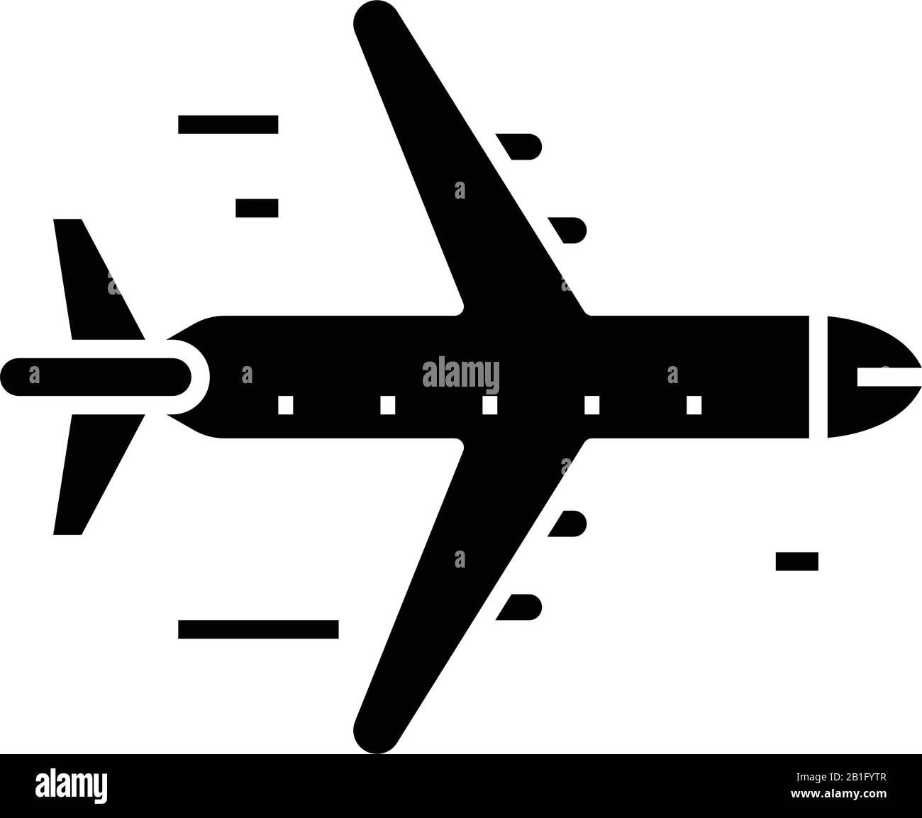 Aeroplane black icon, concept illustration, vector flat symbol, glyph ...