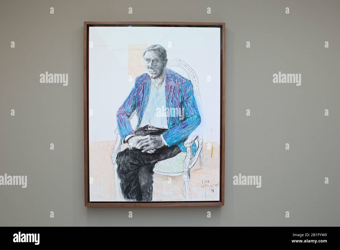 David Hockney , Colin Blakemore 24 + 25 Oct 2018 charcoal and crayon on ...