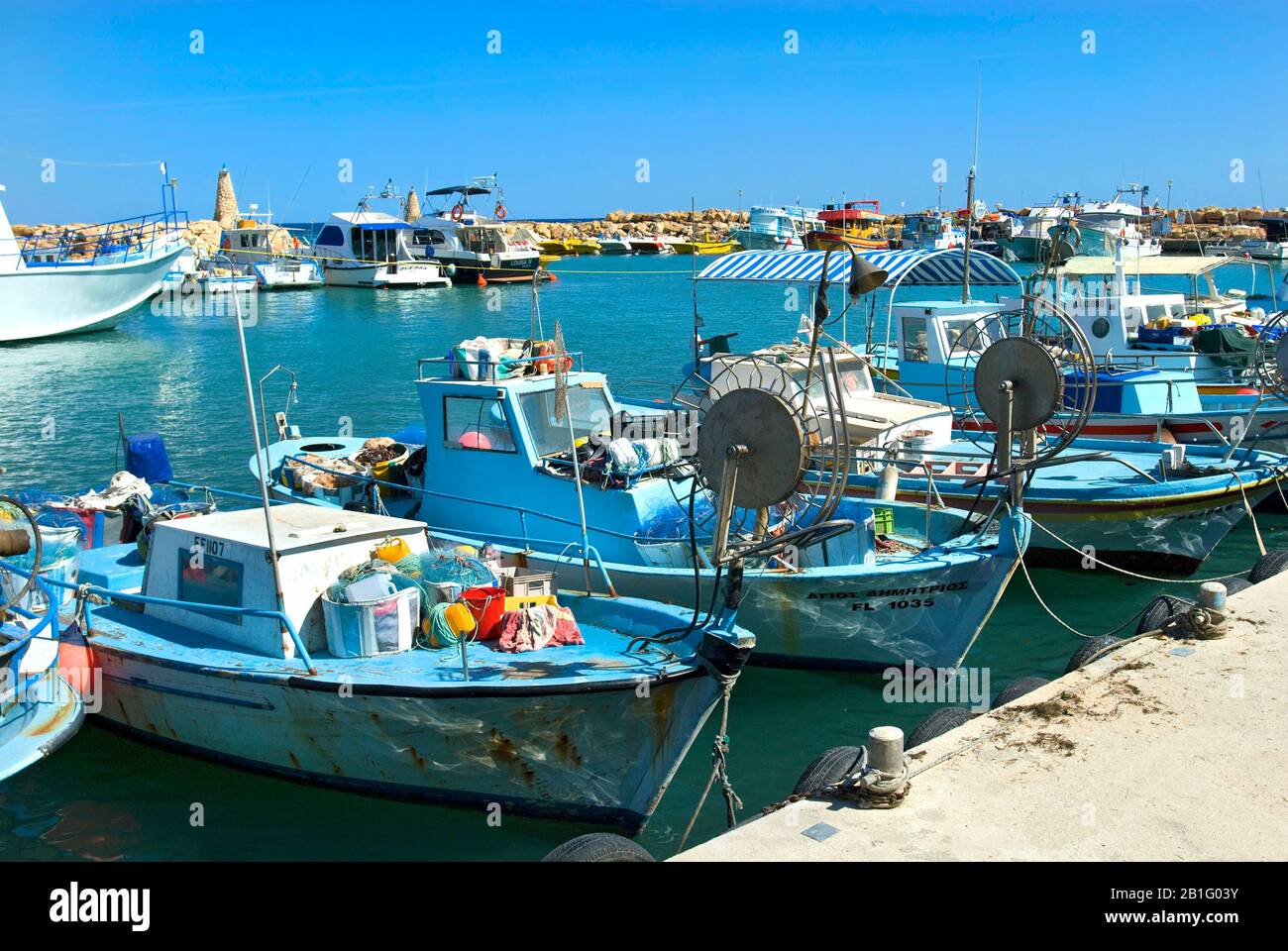 Fishing boats in Harbour, Protaras, Cyprus Stock Photo - Alamy