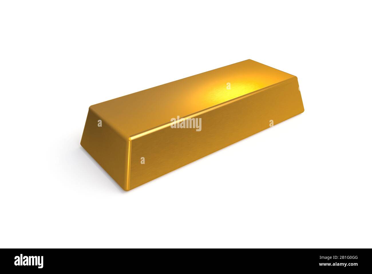 3d rendering, one piece, single gold bar, isolated on white background ...