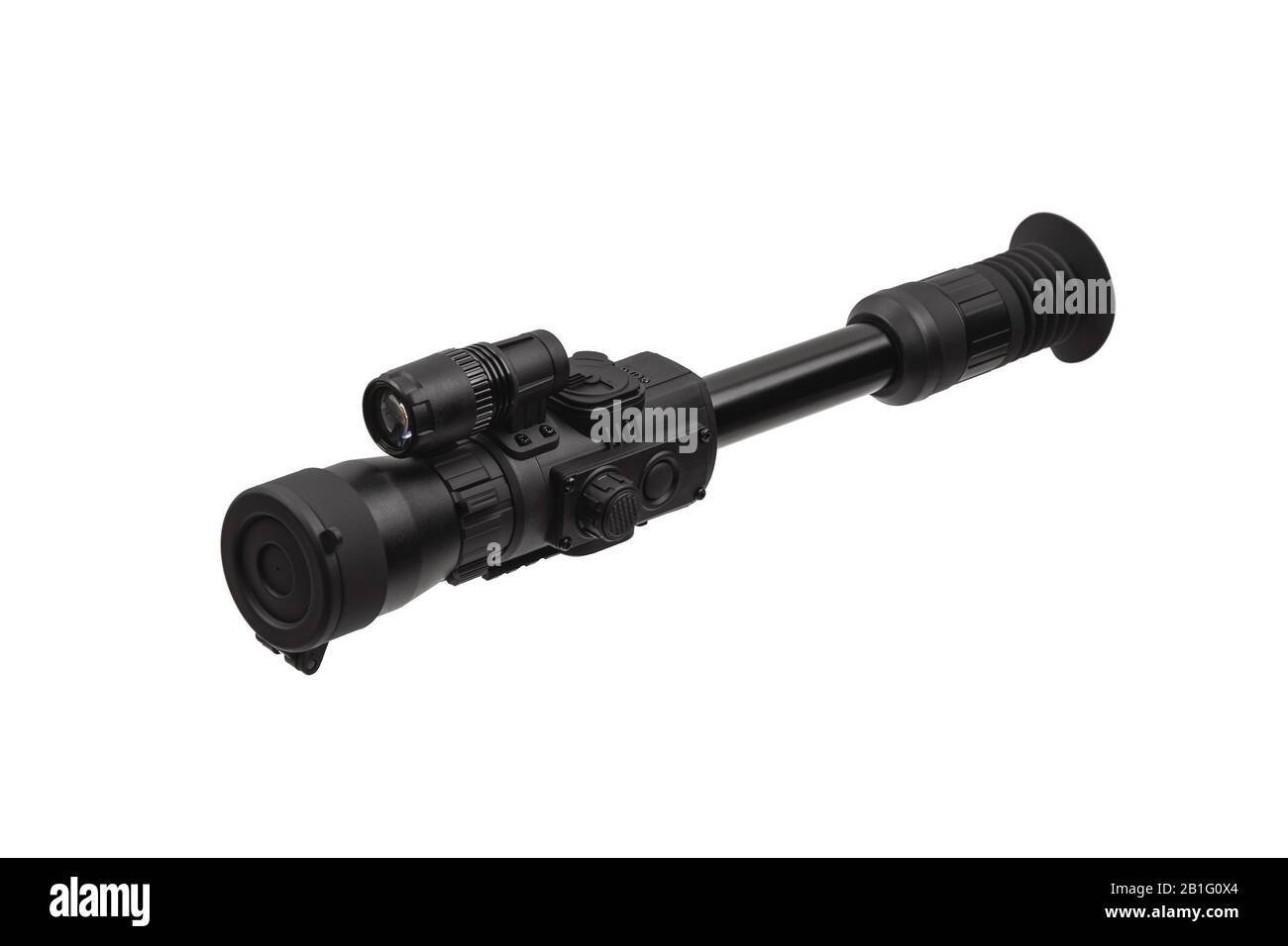 modern black optical scope for weapon isolated on white. sight scope ...